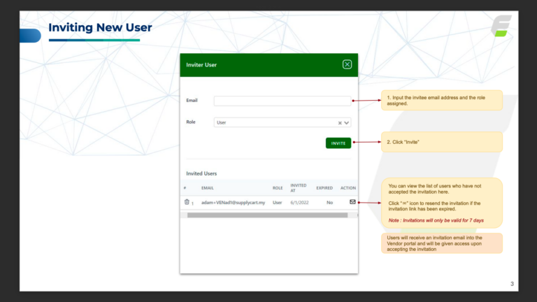 Inviting New Users - Procurement made easy with ADAM